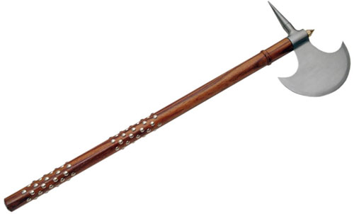 Studded Handle Medieval Battle Axe for Sale